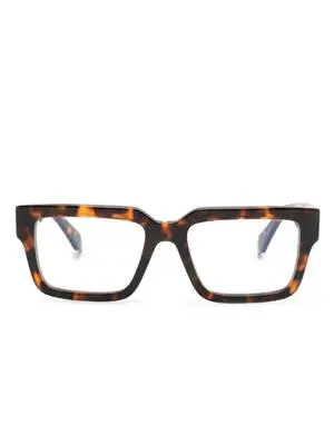 Off-White Tortoiseshell Effect Square Frame Glasses - Brown