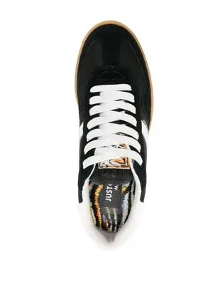 Just Cavalli Panelled Leather Lace-up Sneakers