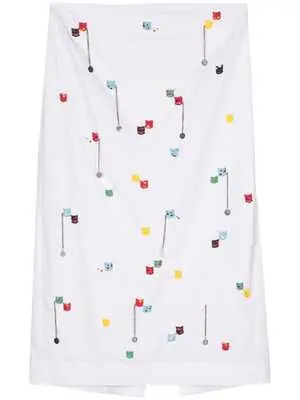 MSGM Bead-embellished Cotton Midi Skirt - White
