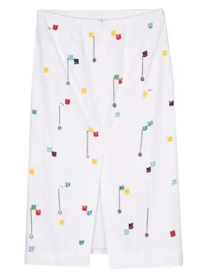 MSGM Bead-embellished Cotton Midi Skirt
