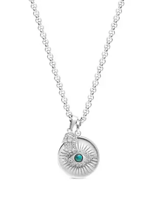 NIALAYA JEWELRY Evil Eye Hamsa Hand Pendant Necklace - Silver