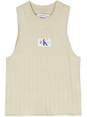 Calvin Klein Logo-patch Ribbed-knit Top