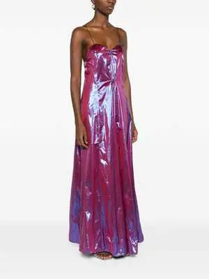 FORTE_FORTE Sweetheart-neck Lamé Gown - Blue