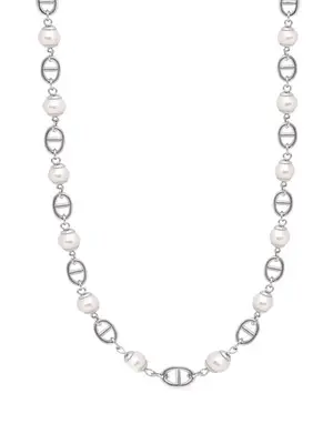 NIALAYA JEWELRY Freshwater Pearl Chain Necklace - Silver