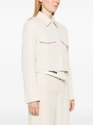 Fendi Twill Cropped Jacket - Neutrals