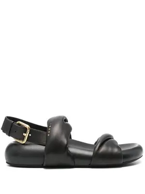 Marni Logo-print Leather Sandals - Black
