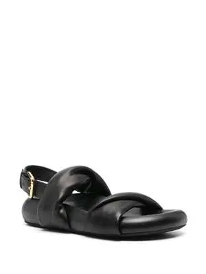 Marni Logo-print Leather Sandals - Black