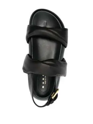 Marni Logo-print Leather Sandals - Black