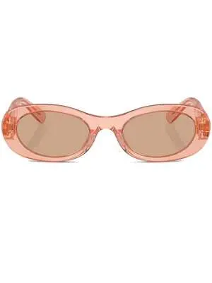 Miu Miu Logo-lettering Oval-frame Sunglasses - Pink