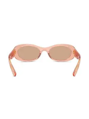 Miu Miu Logo-lettering Oval-frame Sunglasses - Pink