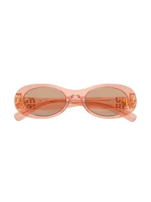 Miu Miu Logo-lettering Oval-frame Sunglasses - Pink