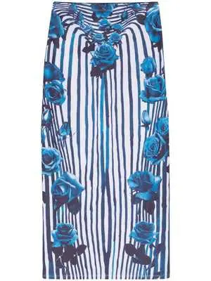 Jean Paul Gaultier Floral-print Pencil Skirt - White