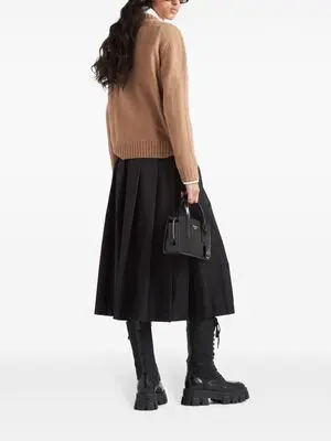 Prada Logo-intarsia Cashmere Sweater - Brown