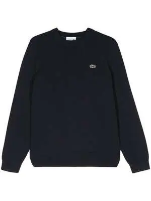 Lacoste Logo-patch Fine-ribbed Jumper - Blue