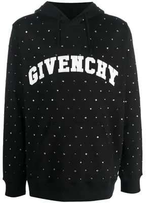 Givenchy Logo-print Rhinestone-embellished Hoodie - Black