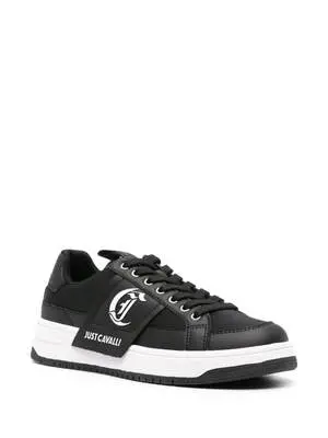 Just Cavalli Logo-print Leather Sneakers - Black