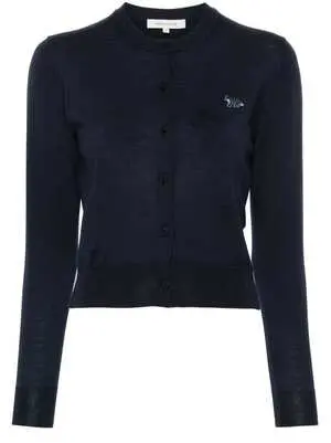 Maison Kitsuné Logo-embroidered Wool Cardigan