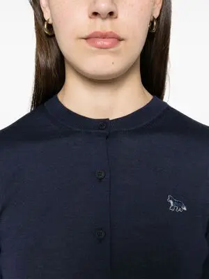 Maison Kitsuné Logo-embroidered Wool Cardigan