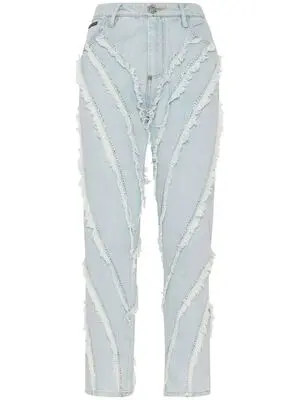 Philipp Plein Distressed Rhinestone-embellished Jeans
