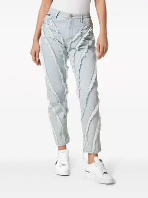 Philipp Plein Distressed Rhinestone-embellished Jeans