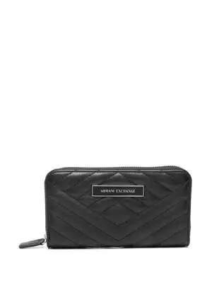 Armani Exchange Logo-plaque Quilted Wallet - Black