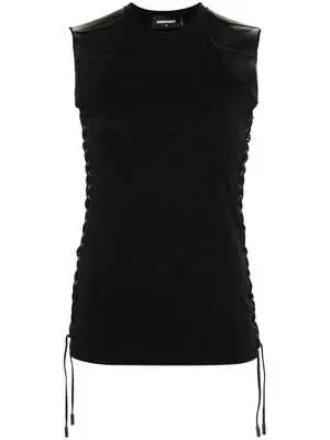Dsquared2 Leather-trim Cotton Top