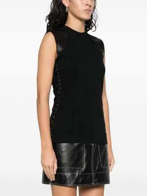 Dsquared2 Leather-trim Cotton Top