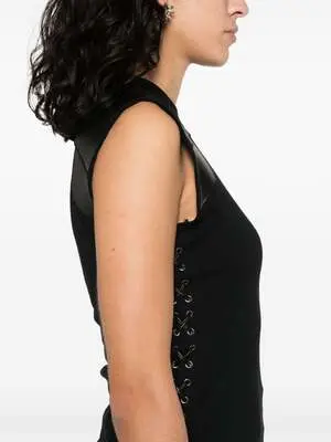 Dsquared2 Leather-trim Cotton Top