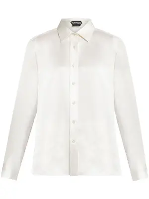 TOM FORD Long-sleeve Silk Shirt - White