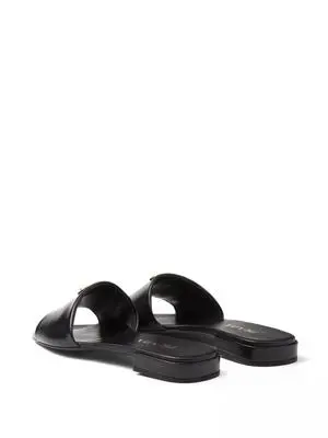 Prada Triangle-logo Leather Slides