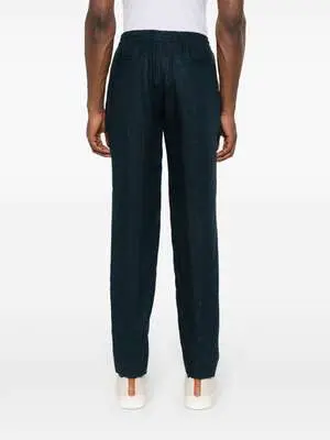 Kiton Linen Tapered Trousers - Blue