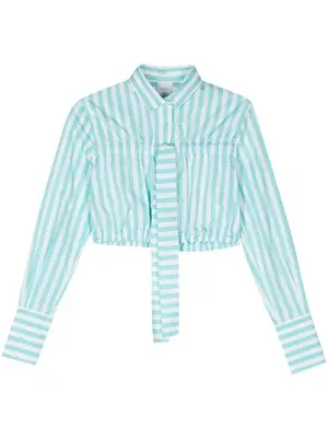 PATOU Bow-detail Striped Shirt