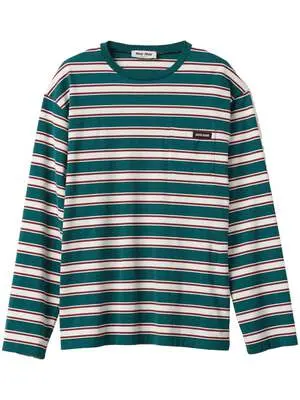 Miu Miu Striped Cotton T-shirt - Green