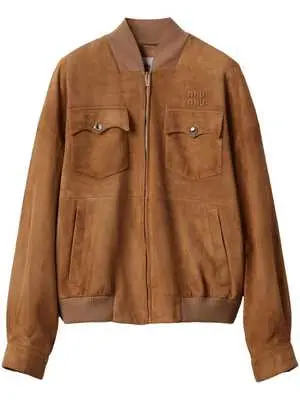 Miu Miu Logo-lettering Suede Jacket
