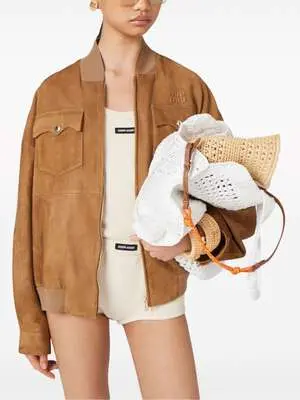 Miu Miu Logo-lettering Suede Jacket