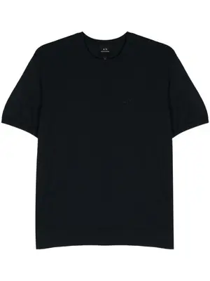 Armani Exchange Embroidered Cotton Jumper - Blue