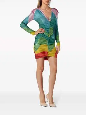 Philipp Plein Crystal-embellished Rainbow-print Minidress - Blue