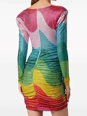 Philipp Plein Crystal-embellished Rainbow-print Minidress - Blue