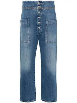 Plan C High-rise Boyfriend Jeans - Blue