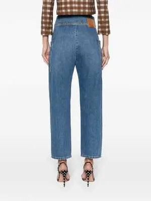 Plan C High-rise Boyfriend Jeans - Blue