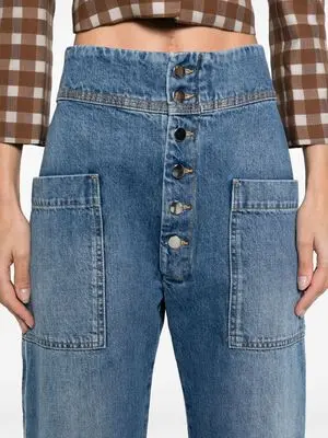 Plan C High-rise Boyfriend Jeans - Blue