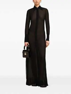 AMI Paris Sheer Silk Maxi Dress - Black