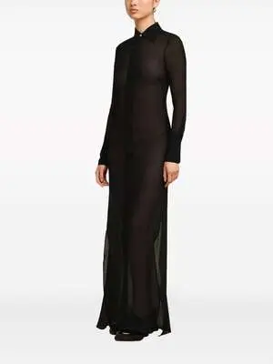 AMI Paris Sheer Silk Maxi Dress - Black