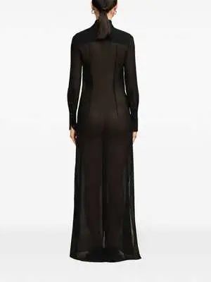 AMI Paris Sheer Silk Maxi Dress - Black