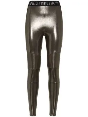 Philipp Plein Logo-waistband Lamé Leggings