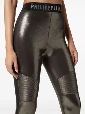 Philipp Plein Logo-waistband Lamé Leggings