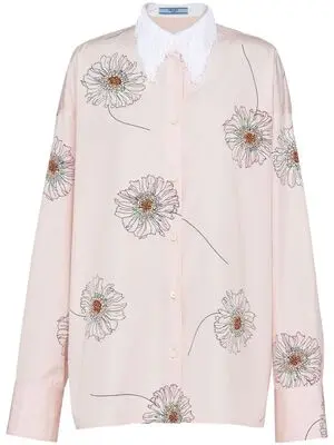 Prada Gerbera-print Cotton Shirt - Pink