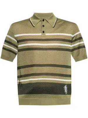 Amiri Striped Pointelle-knit Polo Shirt