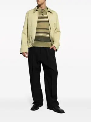 Amiri Striped Pointelle-knit Polo Shirt