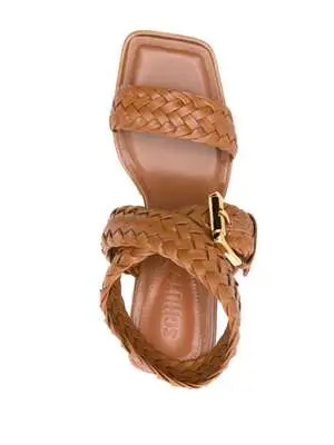 Schutz 95mm Braided Leather Sandals